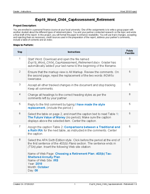 Exp19 Excel Ch01 Cap Assessment Training Instructions - Grader - Instructions Excel 2019 Project ...