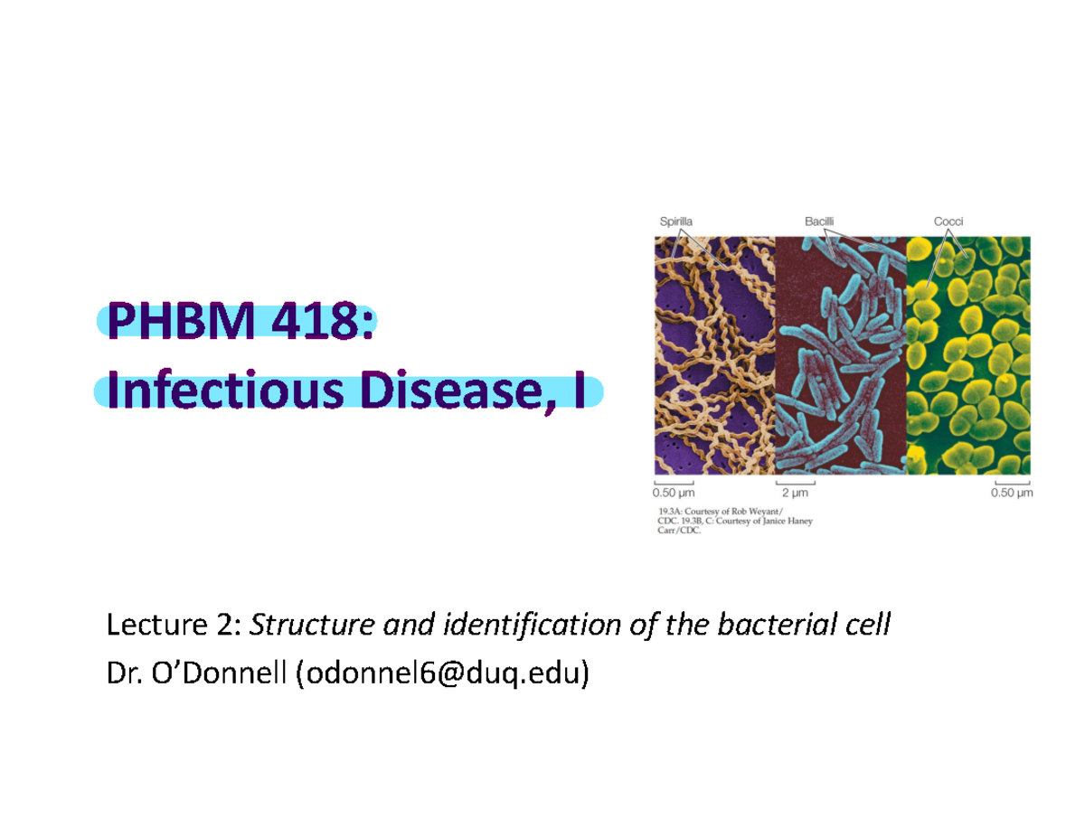 PHBM+418+Lecture+2+Cell+structure+2022+handouts - PHBM 418: Infectious ...