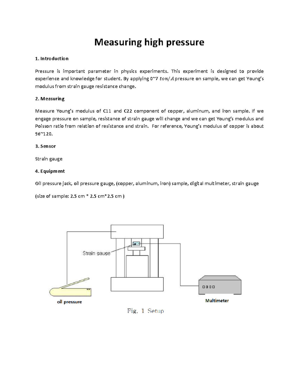 Exp4 Measuring high pressure revised - Measuring high pressure Introduction Pressure is ...