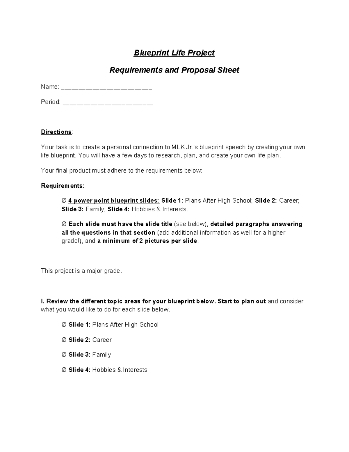 Blueprint+Life+Project - Blueprint Life Project Requirements and ...