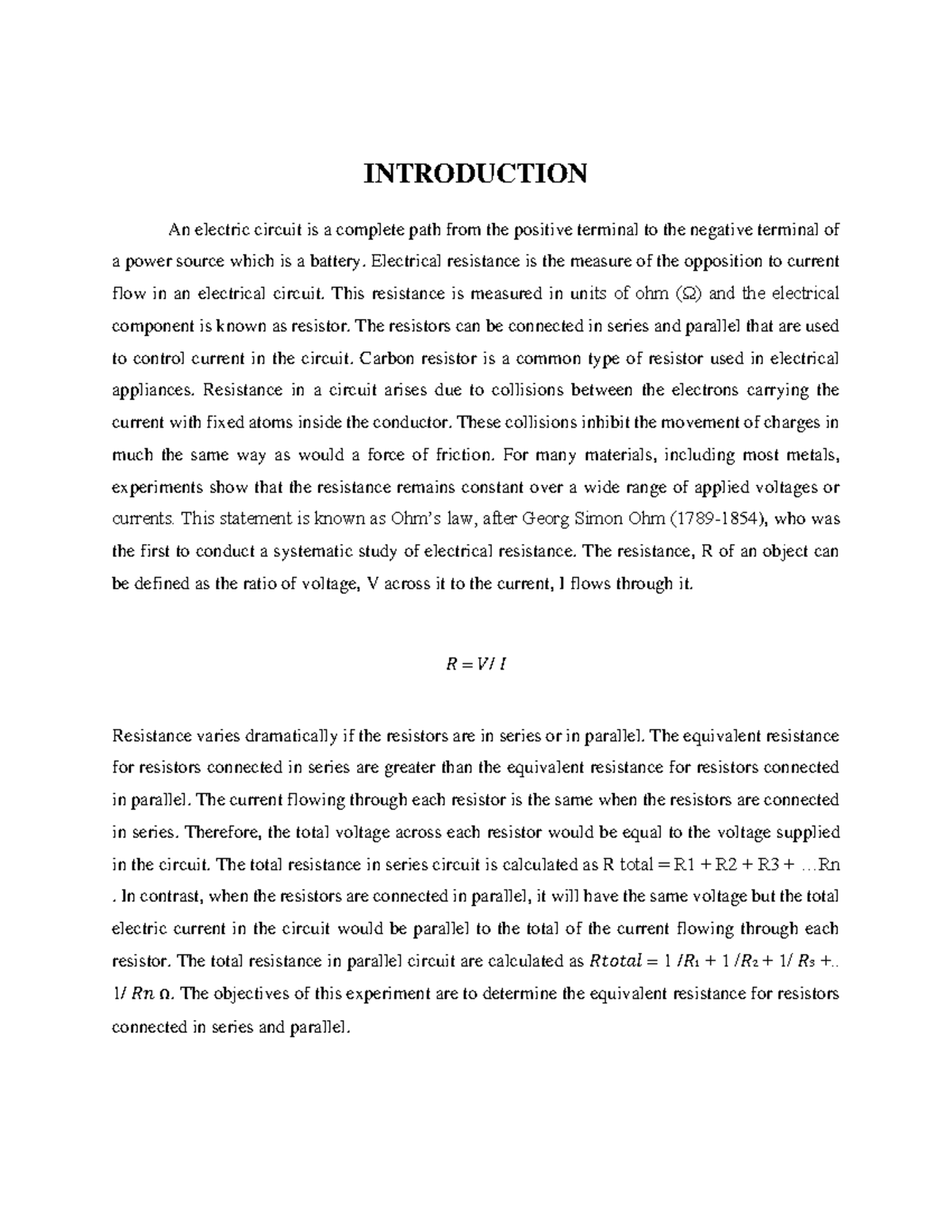 Introduction - INTRODUCTION An electric circuit is a complete path from ...