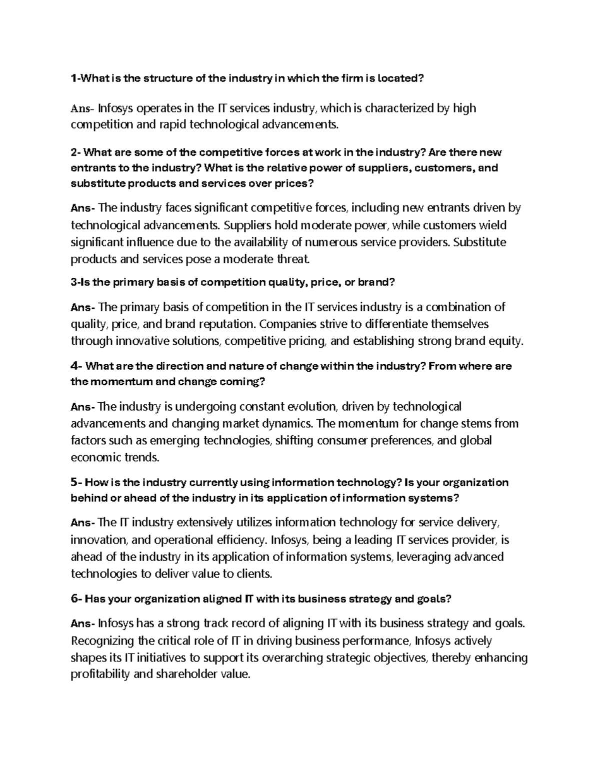 Unit 2 LA - Learning activity - 1-What is the structure of the industry ...