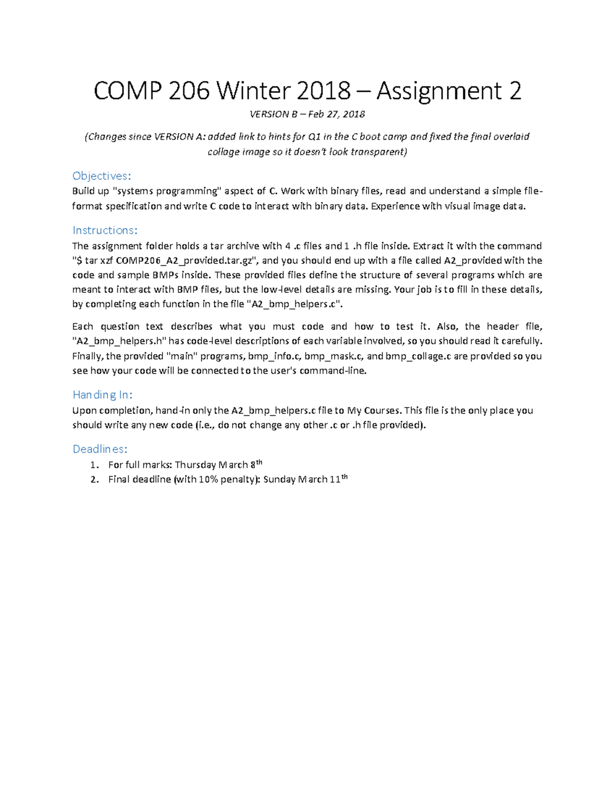 COMP206 Winter 2018 Assignment 2 - Warning: TT: undefined function: 22 Warning: TT: undefined ...