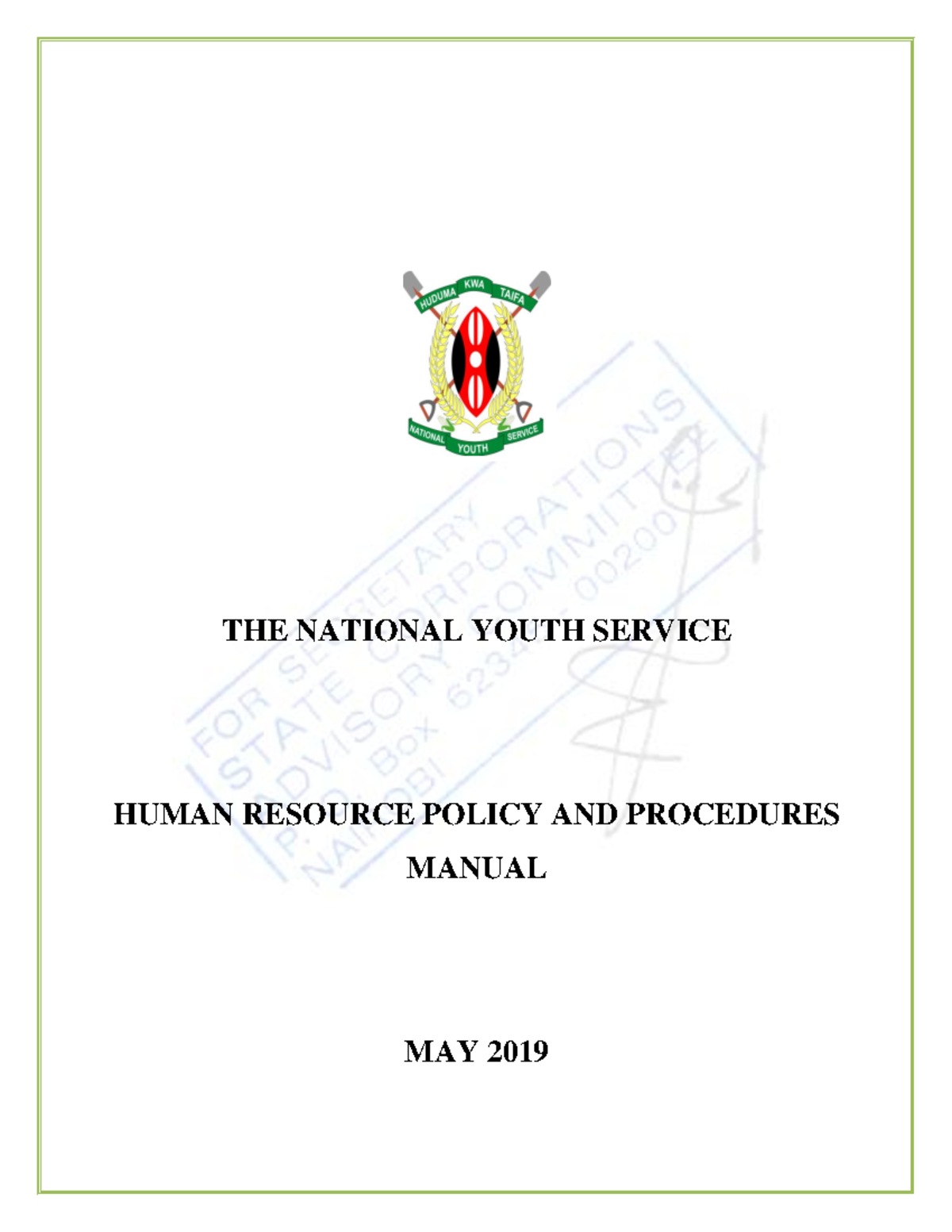 HR Policy AND Procedures Manual 2019 - THE NATIONAL YOUTH SERVICE HUMAN ...