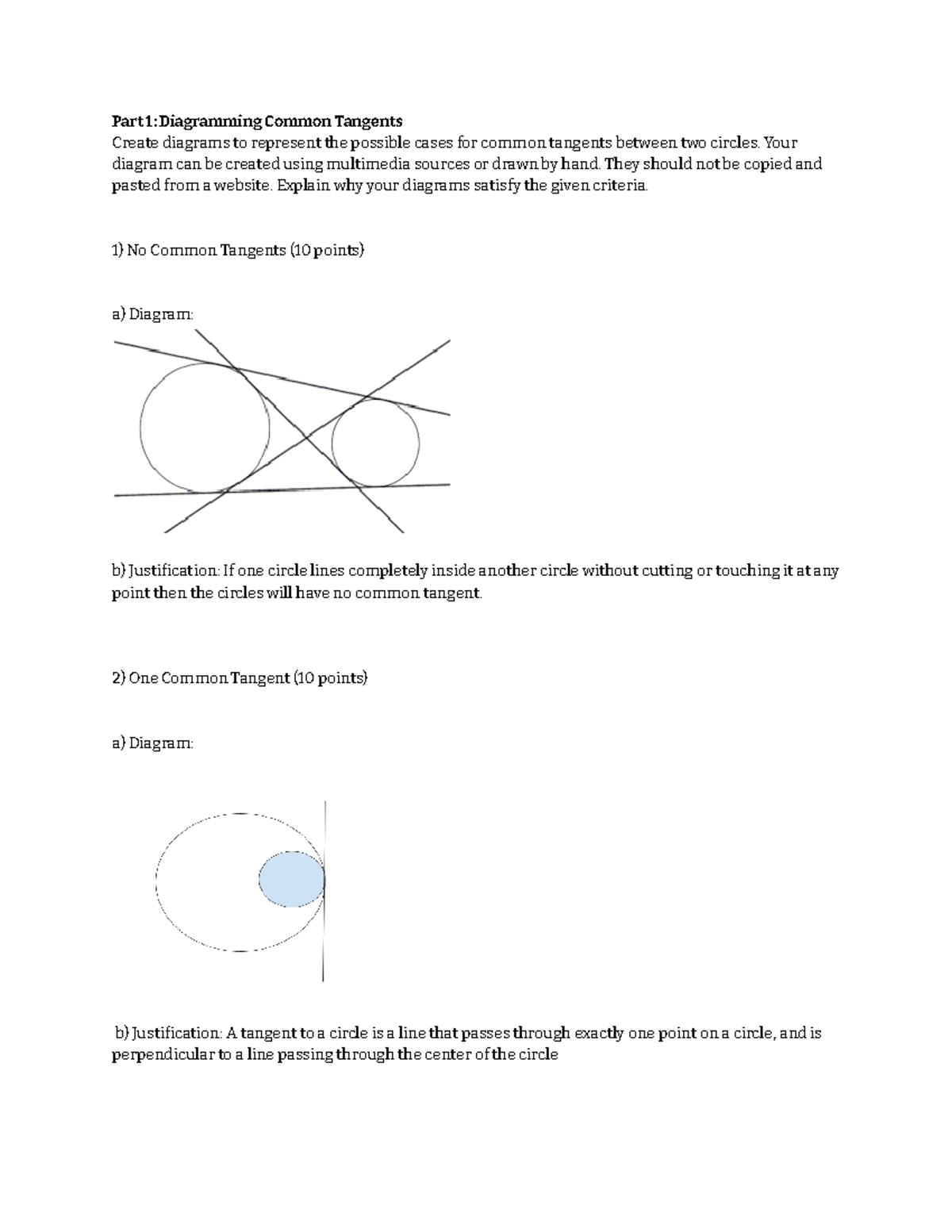 Performance Task Common Tangents of Circles Performance Task - Part 1 ...