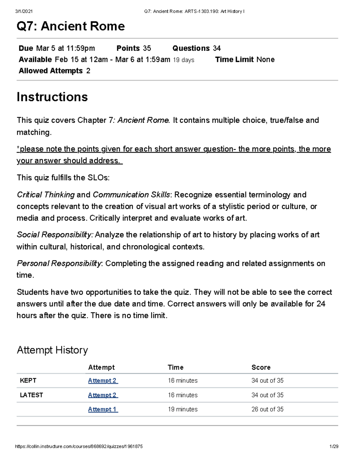 arts 1303 art history quiz 7 - Q7: Ancient Rome Due Mar 5 at 11:59pm ...