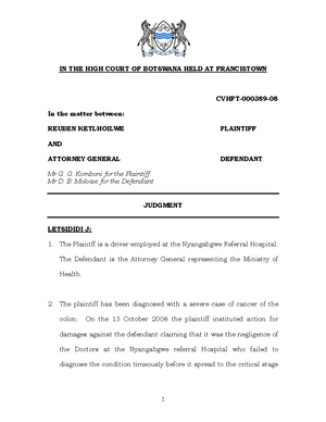 Tshekedi Khama v The High Commissioner - Tshekedi Khama and ANO vs ...