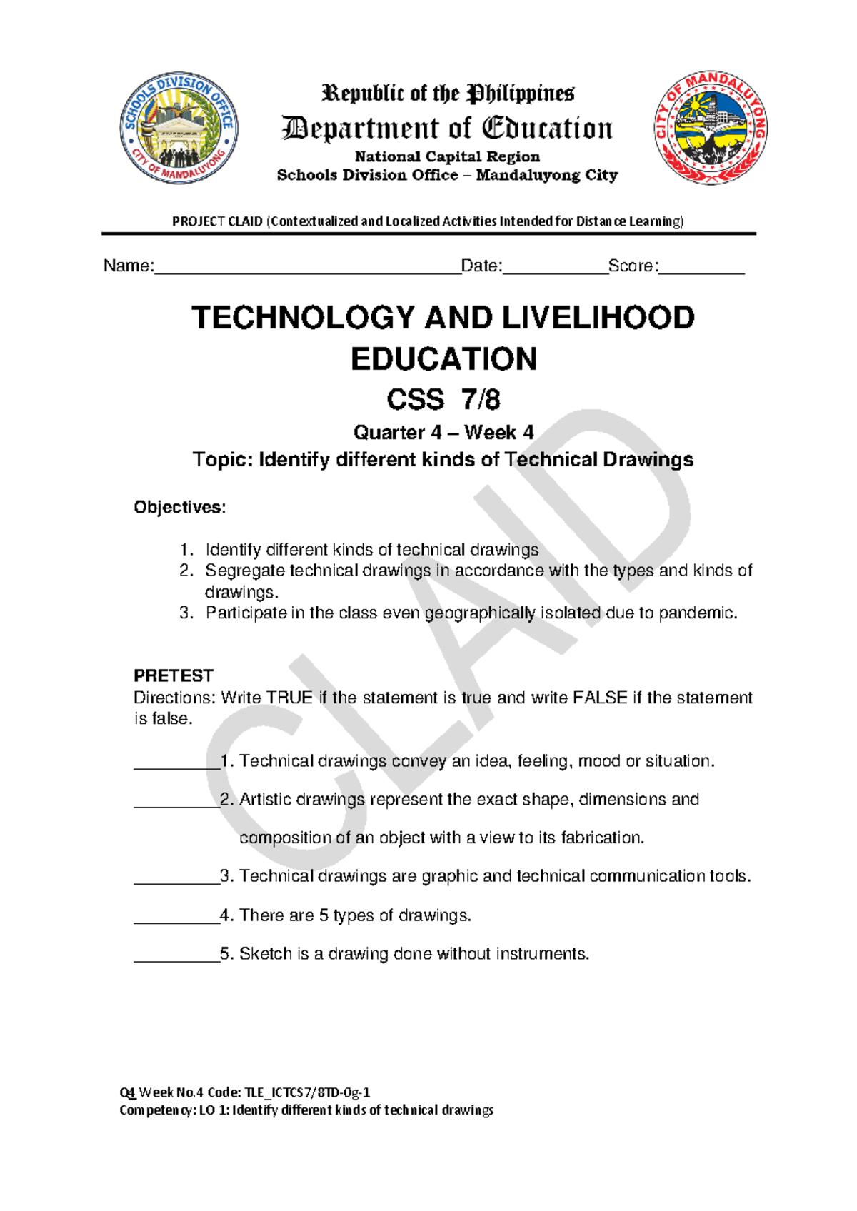 TLE CSS 7 Q4 AS Week 4 - notes - Q 4 Week No Code: TLE_ICTCS7/8TD-0g- 1 ...