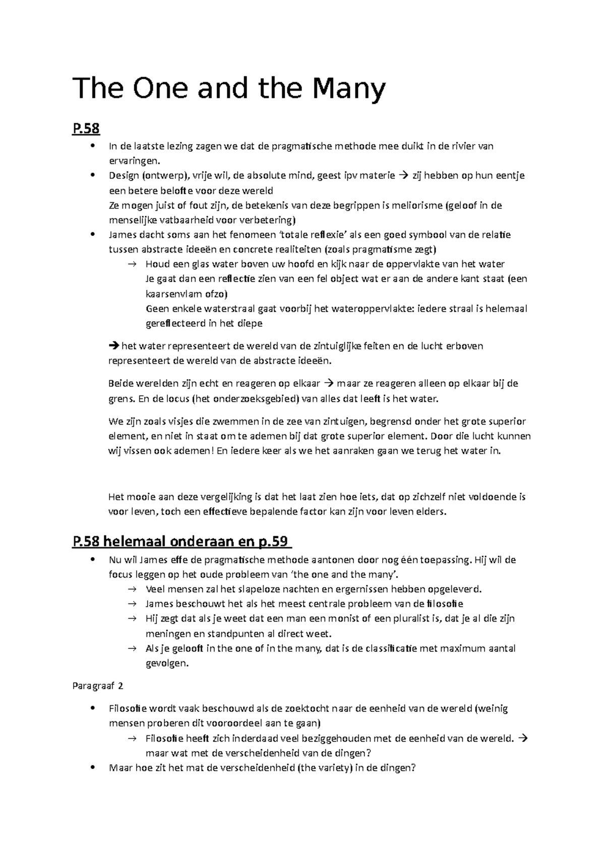 The One and the Many samenvatting - The One and the Many P. In de ...