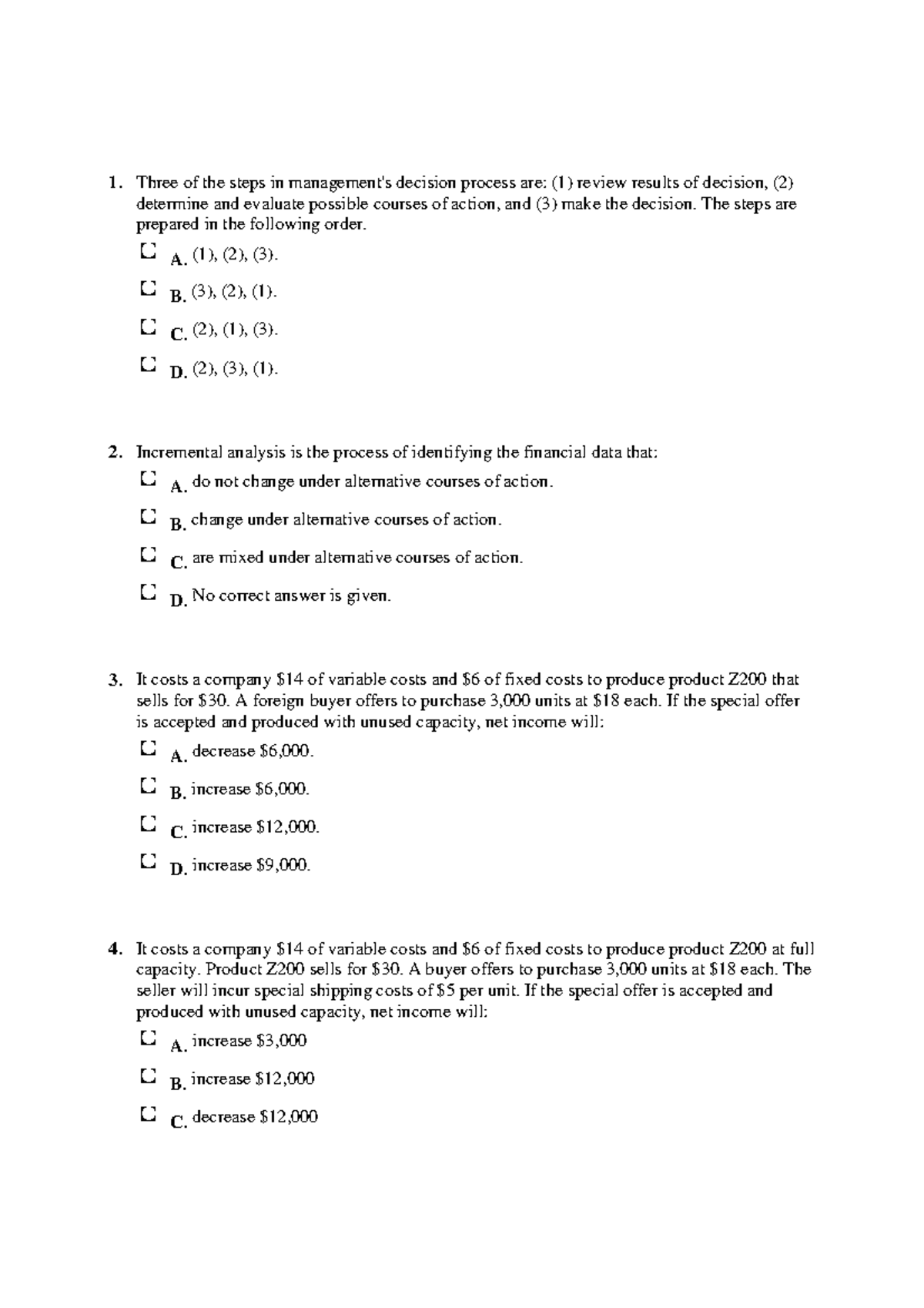 Sample/practice exam January 2019, questions and answers - Three of the ...