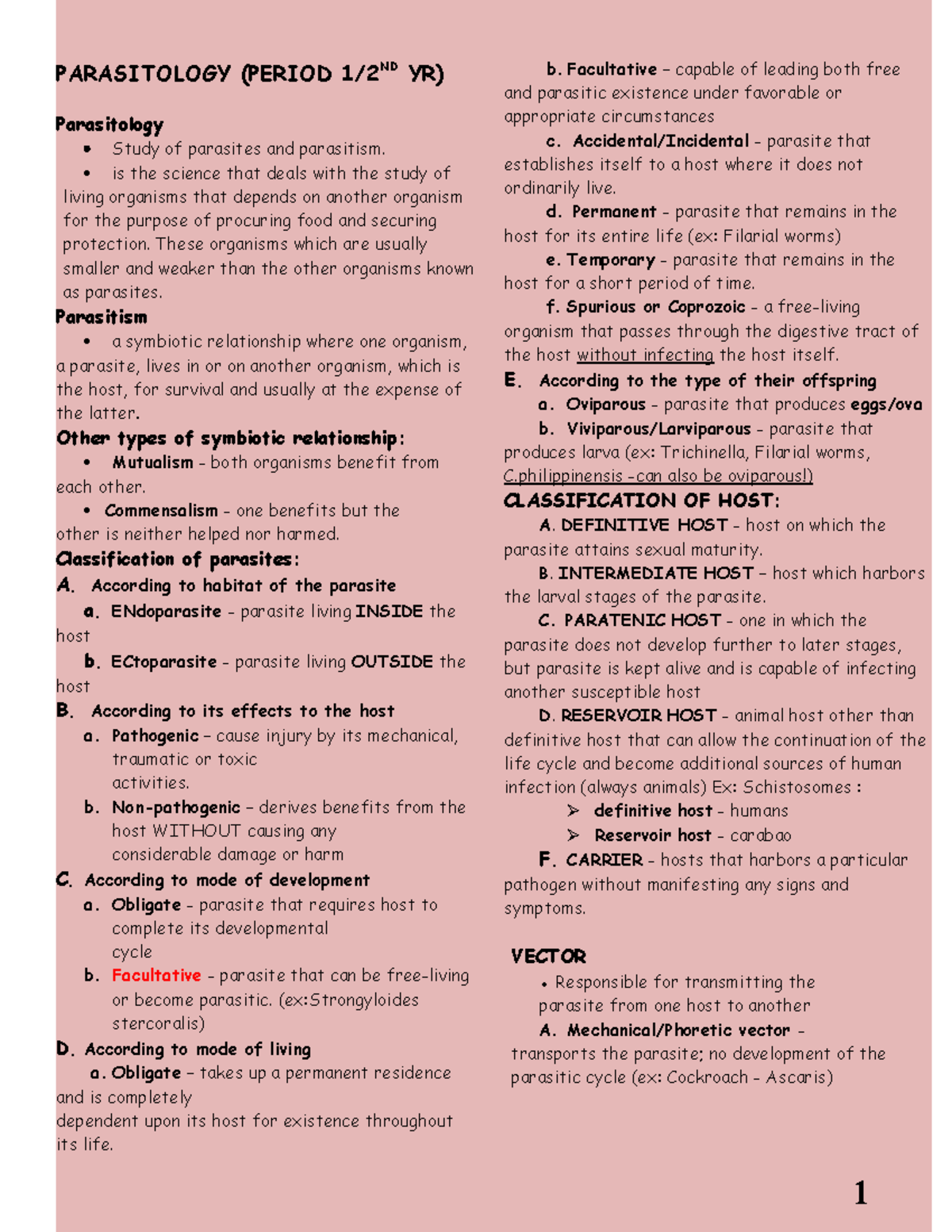 Parasitology - notes to review - PARASITOLOGY (PERIOD 1/2ND YR ...