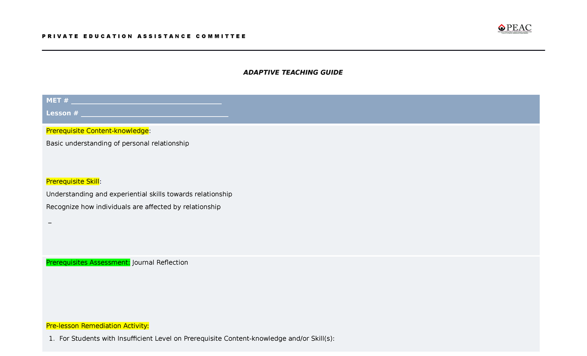 AGT de Mesa - agt - ADAPTIVE TEACHING GUIDE MET
