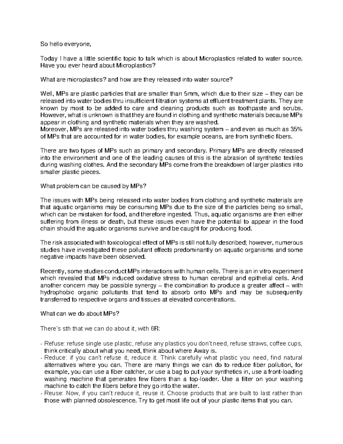 Introduction to Microplastics - a review - So hello everyone, Today I ...