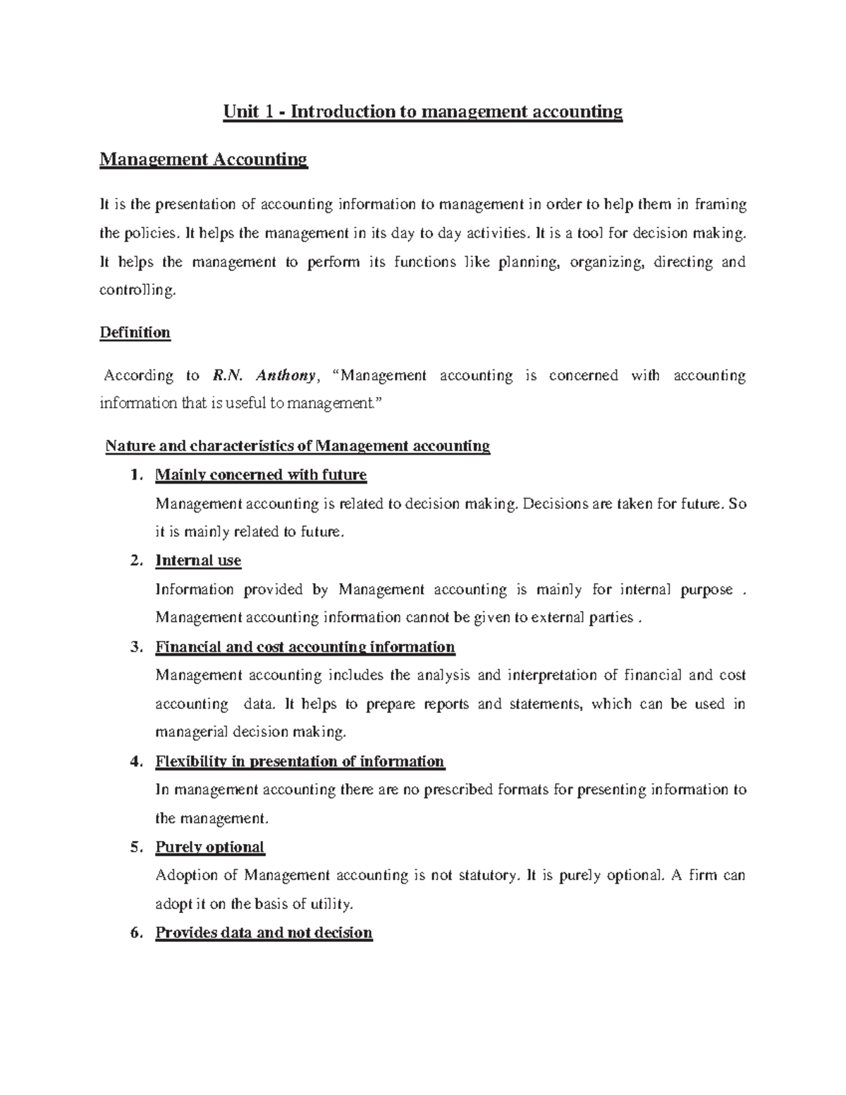 MA full theory - Financial management - Unit 1 - Introduction to ...