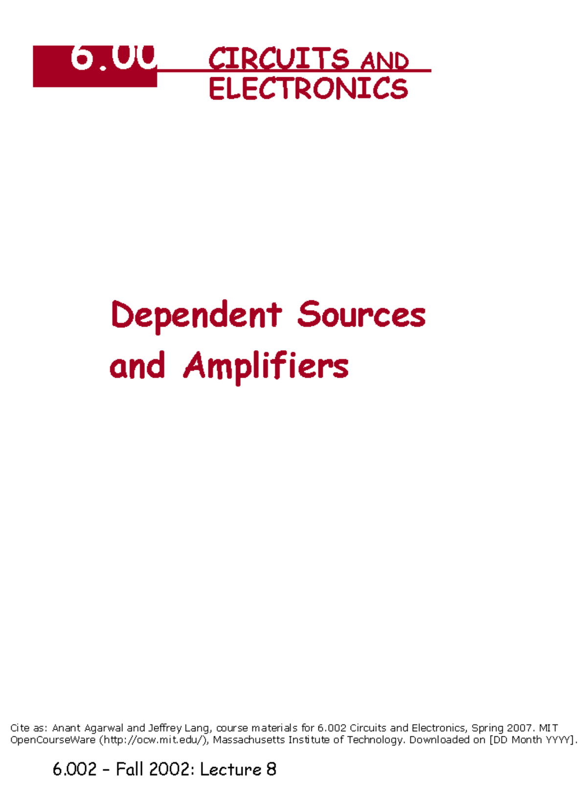 Dependent Sources And Amplifiers 6 Circuits And Electronics Dependent