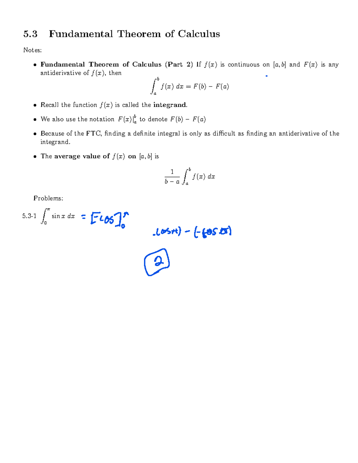 FTC - One of the first chapters - 5 Fundamental Theorem of Calculus ...
