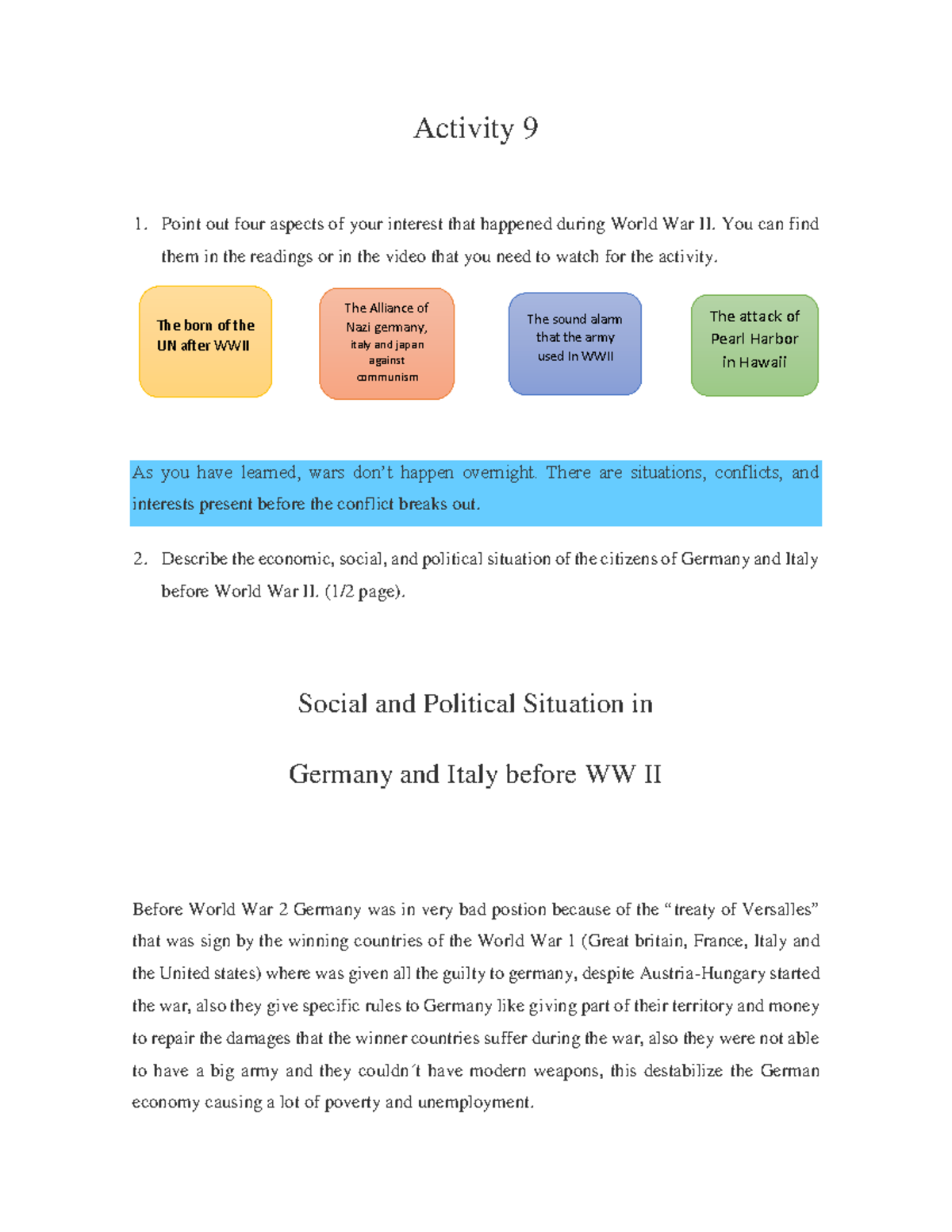 Activity 9 con - Activity 9 Point out four aspects of your interest ...