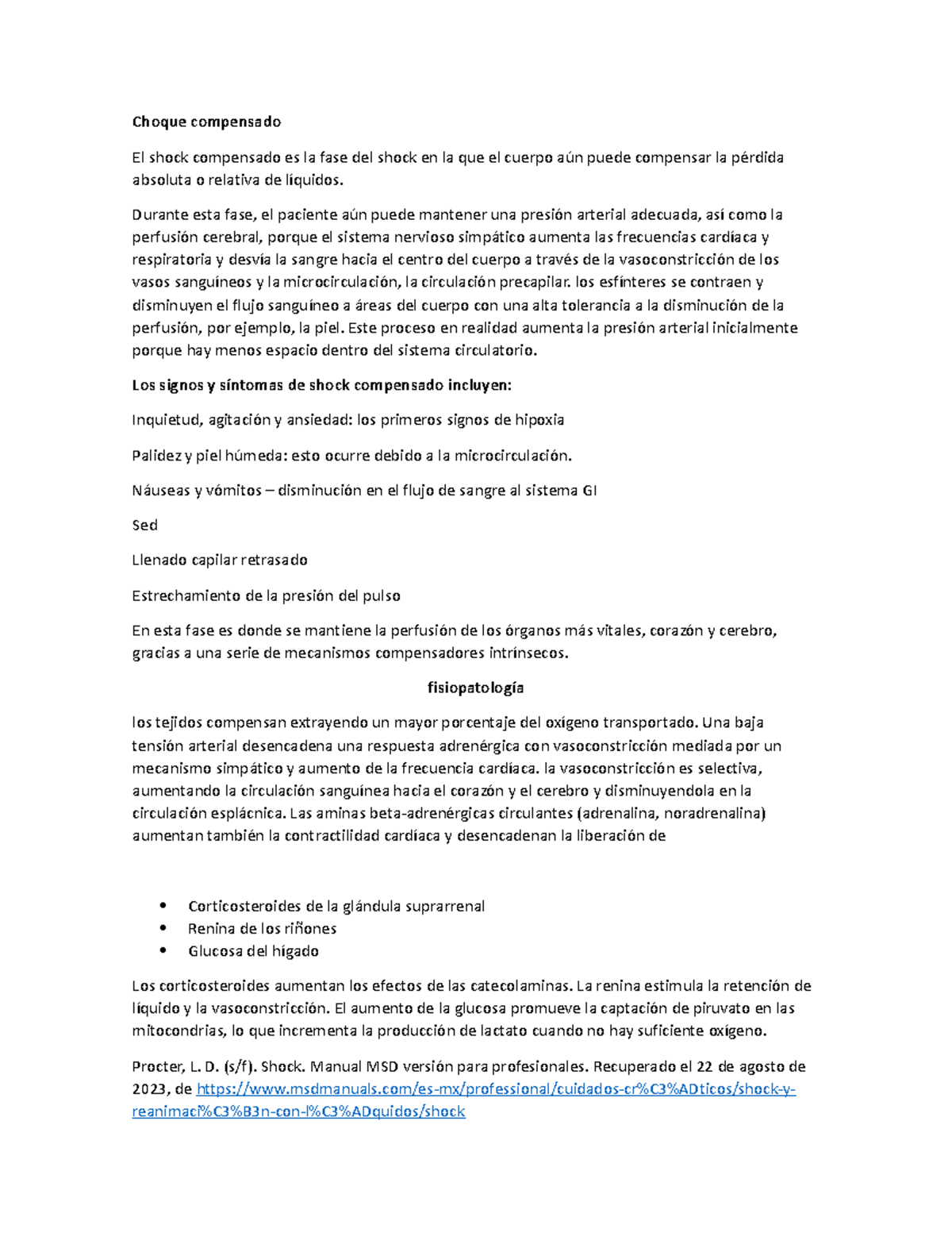 Choque compensado - informacion sobre esta fase del shock que puede ...