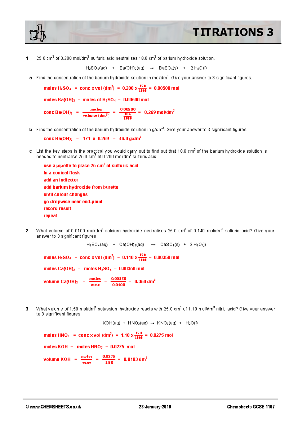 Titrations-3-ANS wk4 - Answer sheet for some titration chemsheets ...