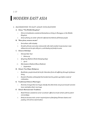Modern East Asia Notes - 1- MODERN EAST ASIA 1. EARLY ENCOUNTERS ...