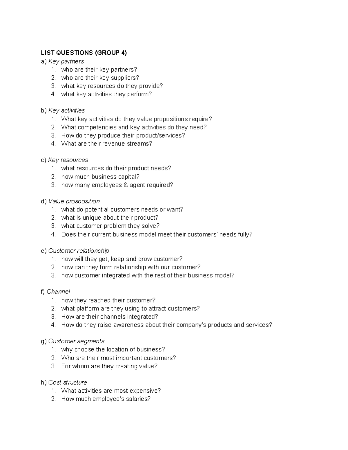 ENT Questions BMC - ENT EXAMPLE QUESTION FOR BUSINESS PLAN/CASE STUDY ...