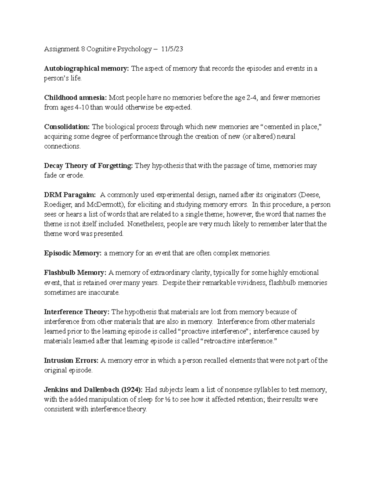 Assignment 8 Cognitive Psych - Google Docs - Assignment 8 Cognitive ...