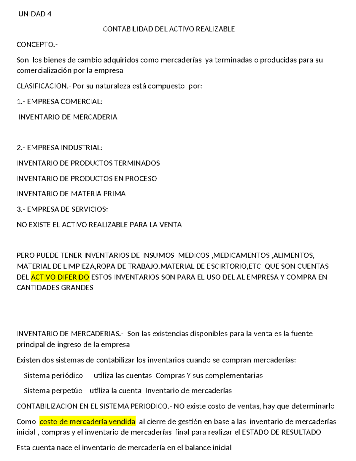 Activo Realizable - Contabilidad - ####### UNIDAD 4 ...