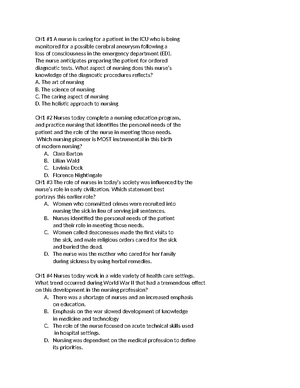 CH5-16 Foundations Nclex Questions - CH5 #1 A nurse is caring for ...