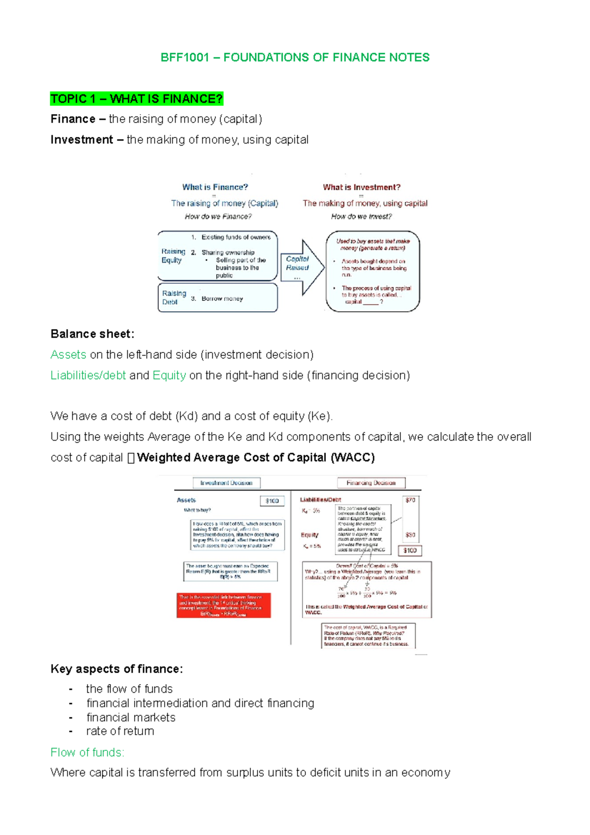 22621-sample - foundation of finance notes - BFF1001 – FOUNDATIONS OF ...