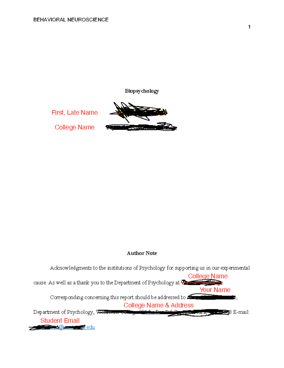 Behavioral Neuroscience Lab Report Example - Biopsychology Alexandria ...