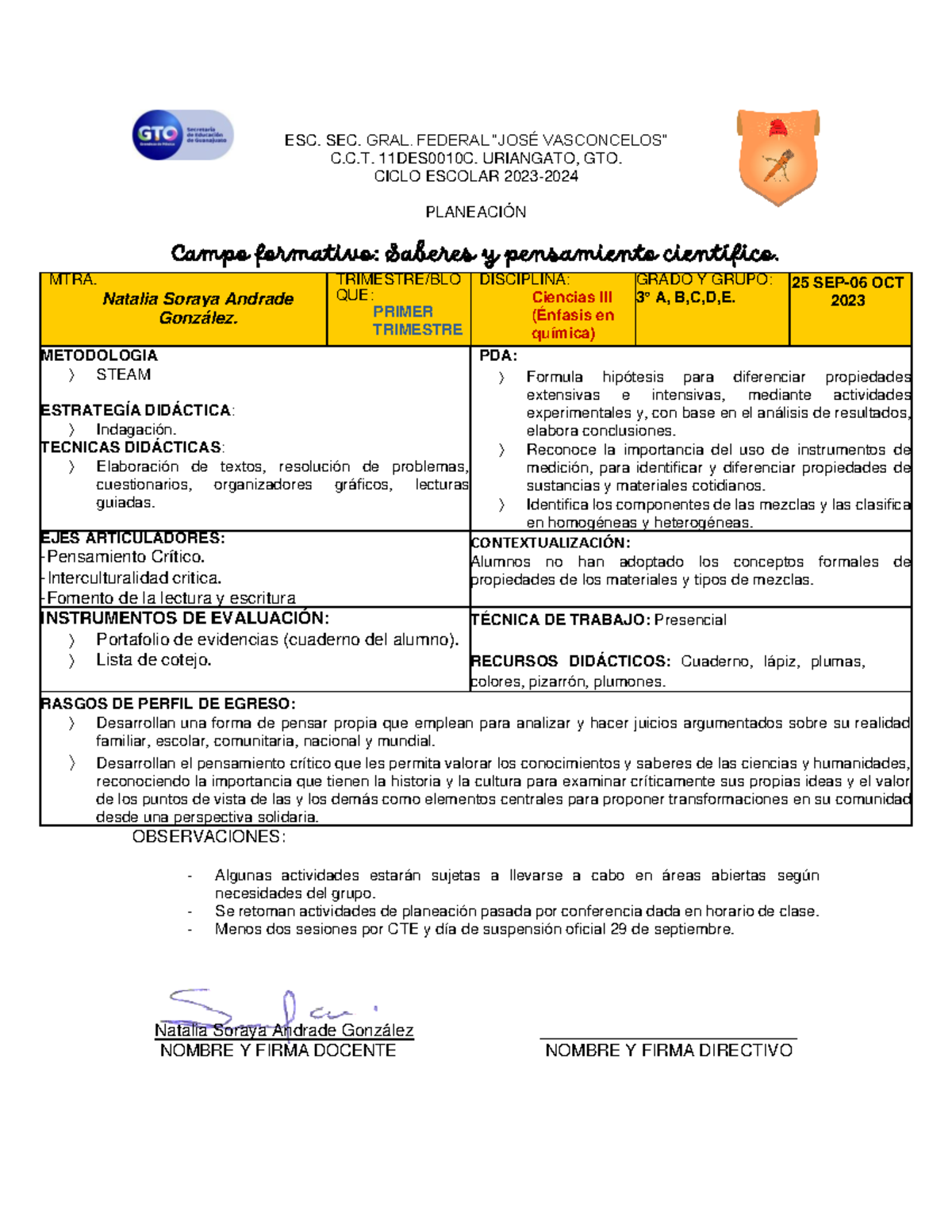 Química OCT Itzel Benitez - ESC. SEC. GRAL. FEDERAL “JOSÉ VASCONCELOS ...