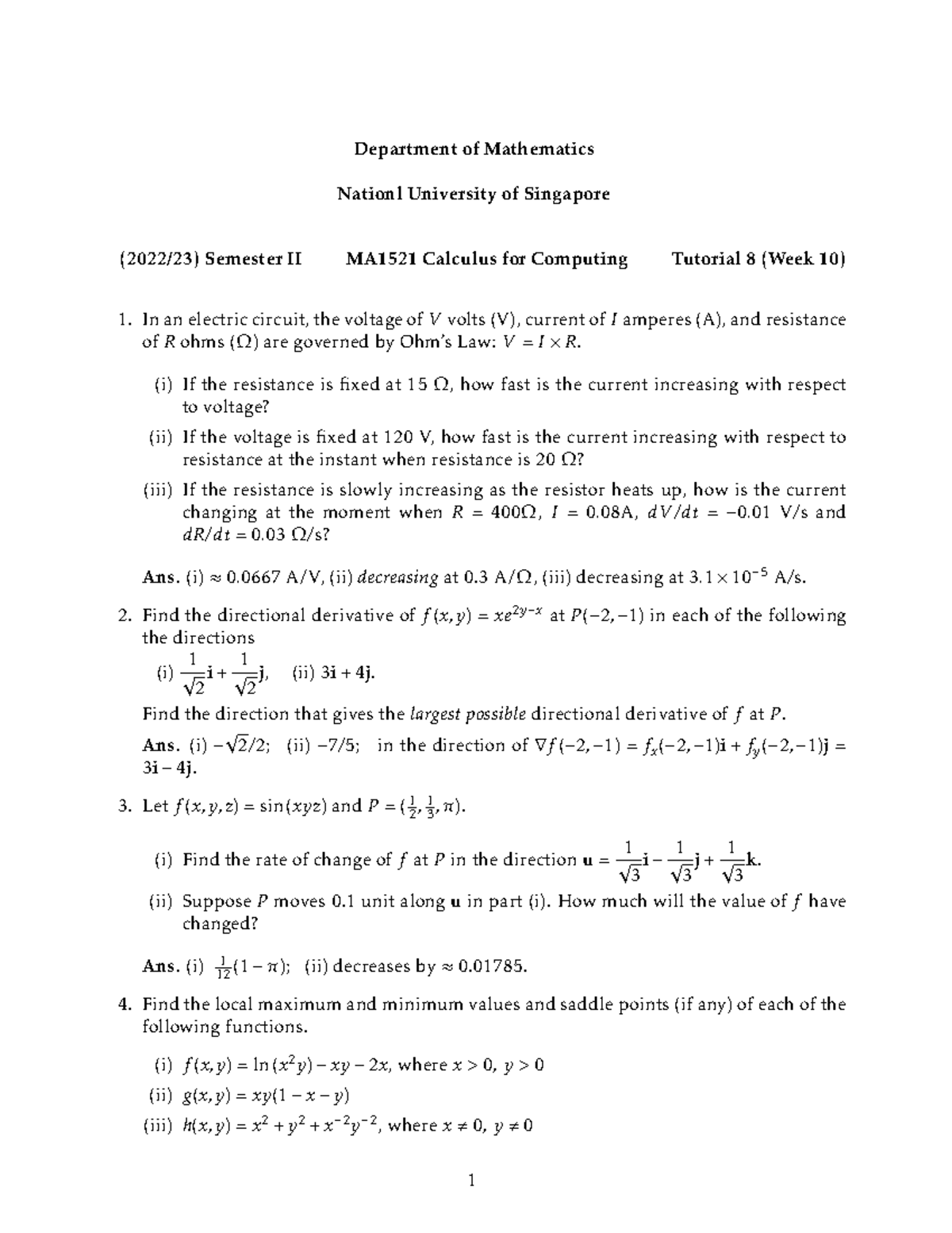 MA1521+Tutorial+8 - Tutorial 8 answer - Department of Mathematics Nationl University of ...