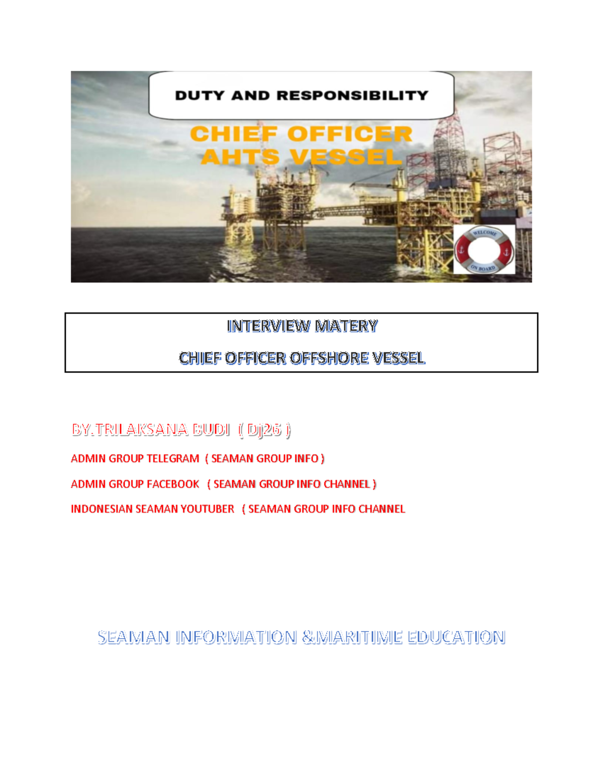 Bahan Interview - Chief Officer Offshore - ADMIN GROUP TELEGRAM ...