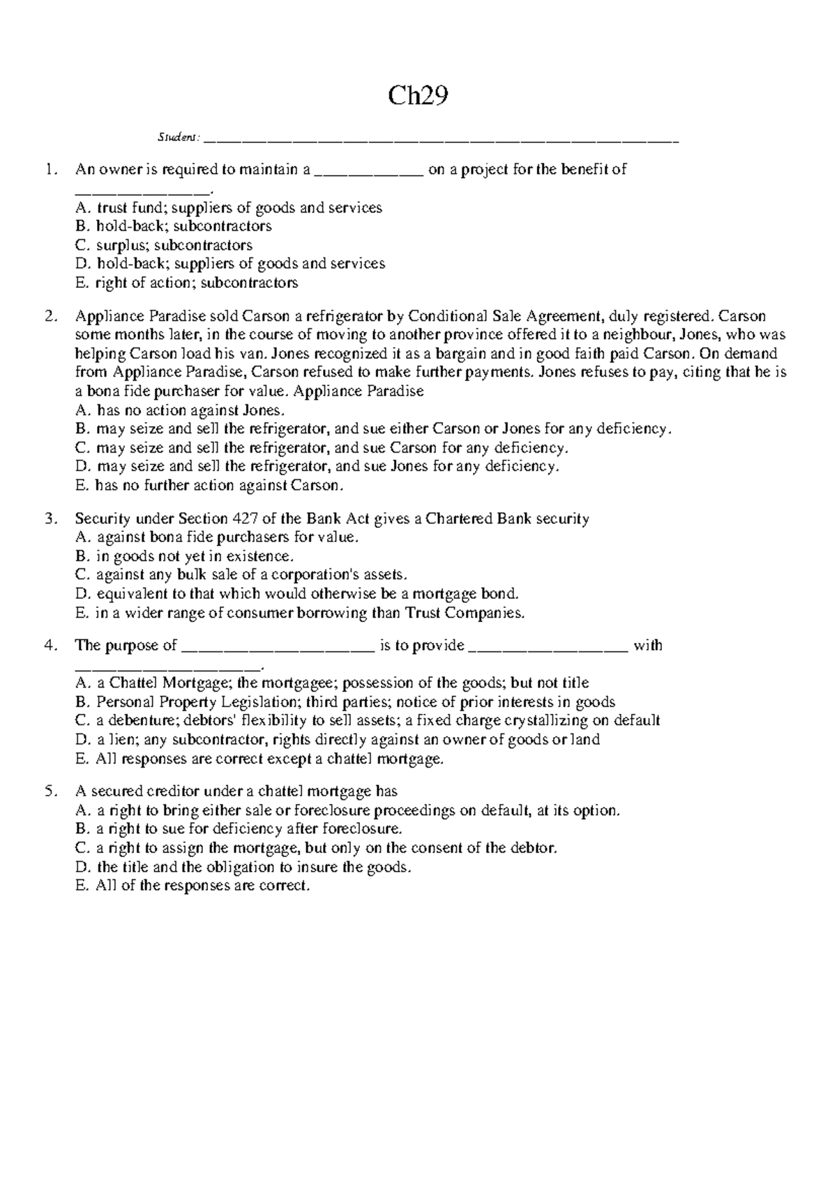 Chapter 29 Practice Questions with Solutions - Ch _Student: - Studocu