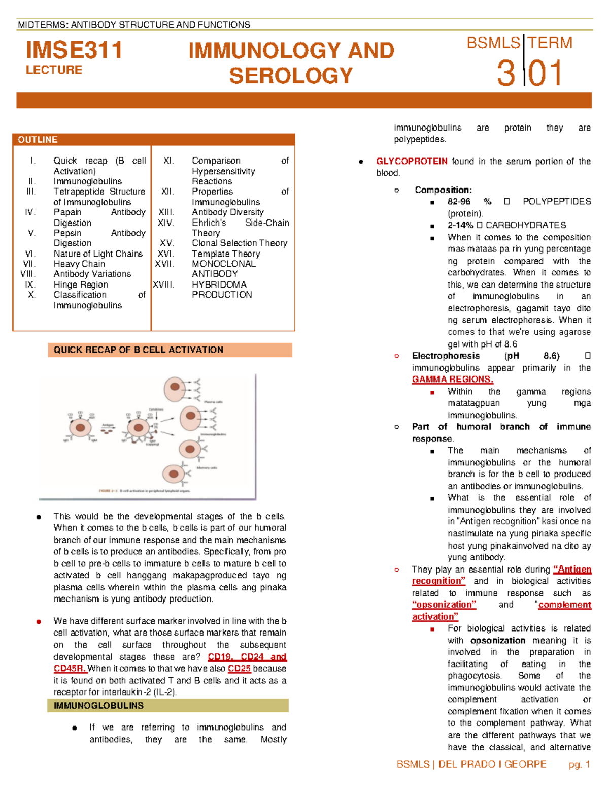IMSE WEEK 7 - Antibodies - MIDTERMS: ANTIBODY STRUCTURE AND FUNCTIONS ...