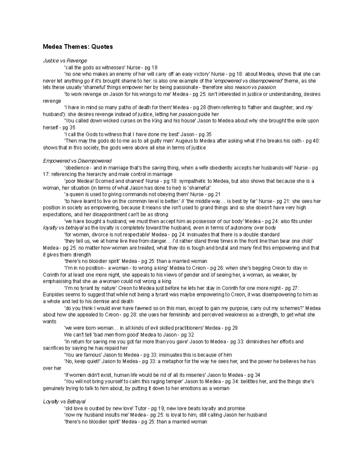 Medea Themes Quotes - Medea Themes: Quotes Justice vs Revenge ‘call the ...