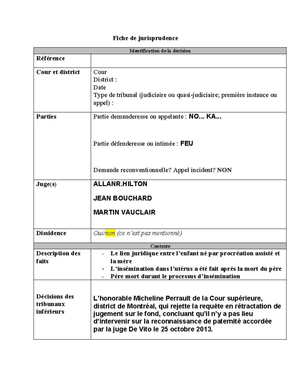 Fiche de jurisprudence - Fiche de jurisprudence Identification de la ...