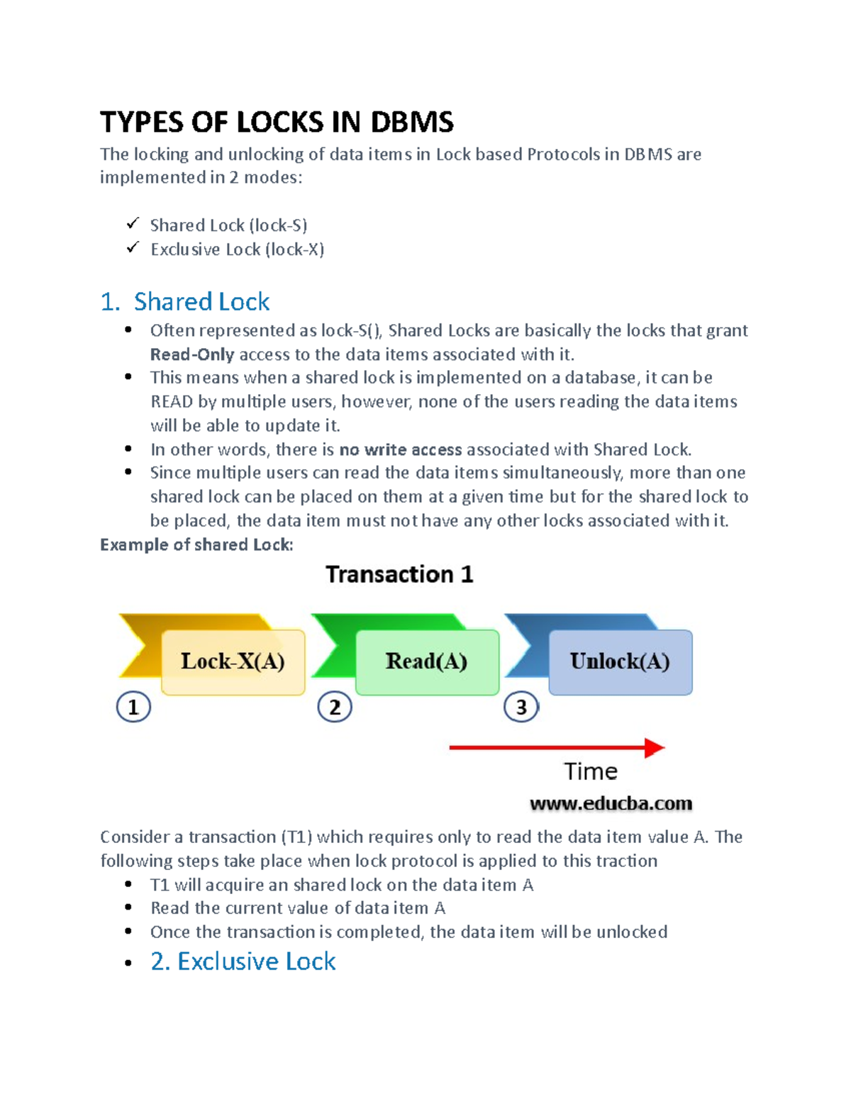 Types Of Locks Lecture Notes 6 7 TYPES OF LOCKS IN DBMS The Locking