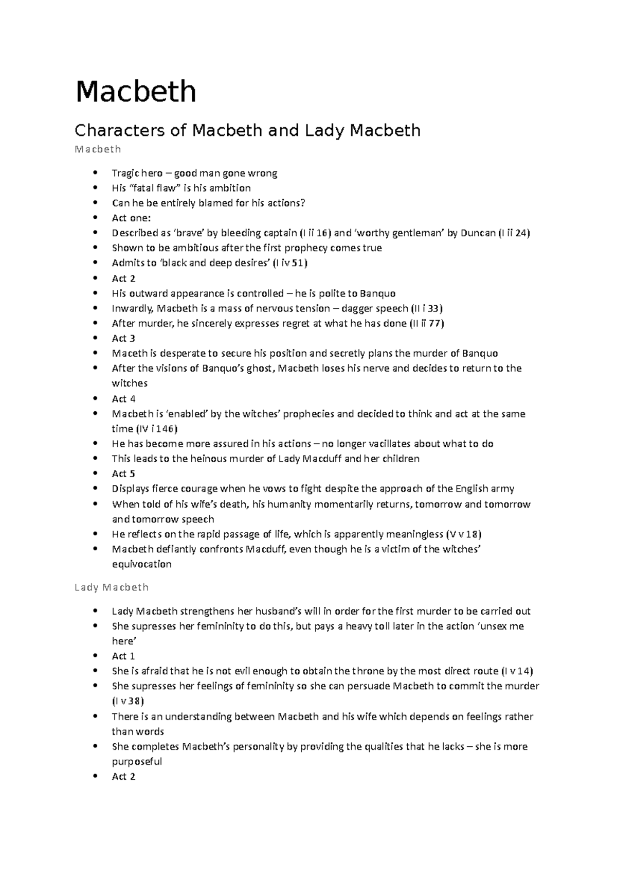 Characters - Macbeth Characters of Macbeth and Lady Macbeth Macbeth ...