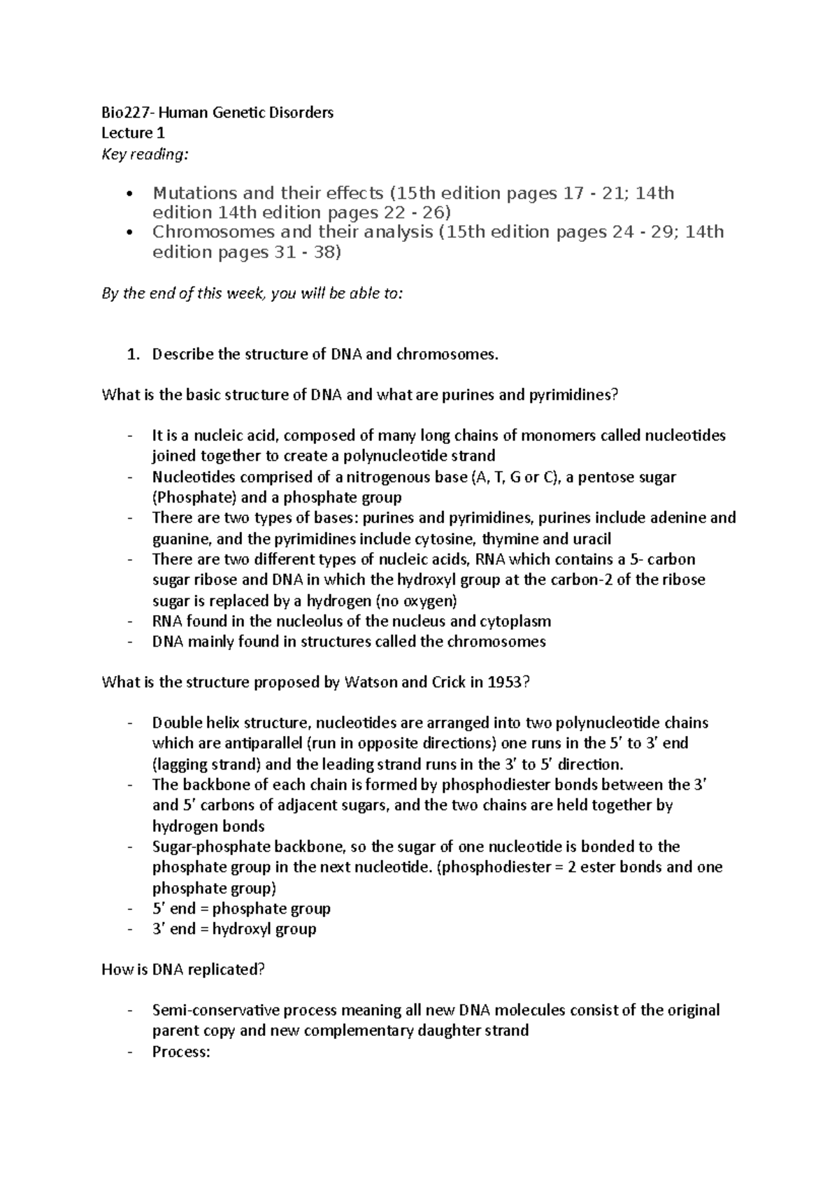 Genetic Changes and it's consequences - Bio227- Human Genetic Disorders ...