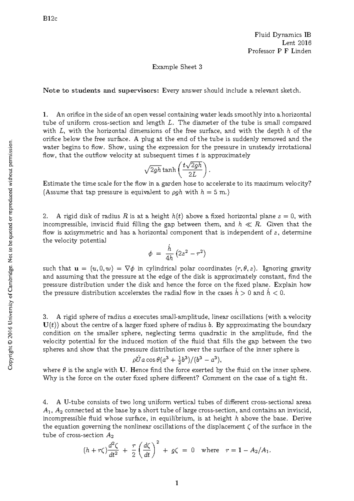 Lecture notes, lecture 3 - Example sheet - Copyright © 2016 University ...