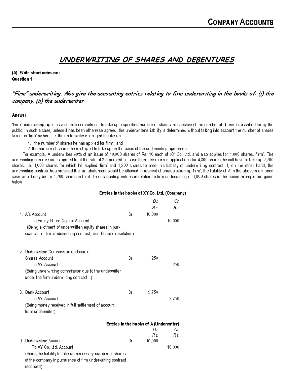 71432434 3 Underwriting of Shares - COMPANY ACCOUNTS UNDERWRITING OF ...
