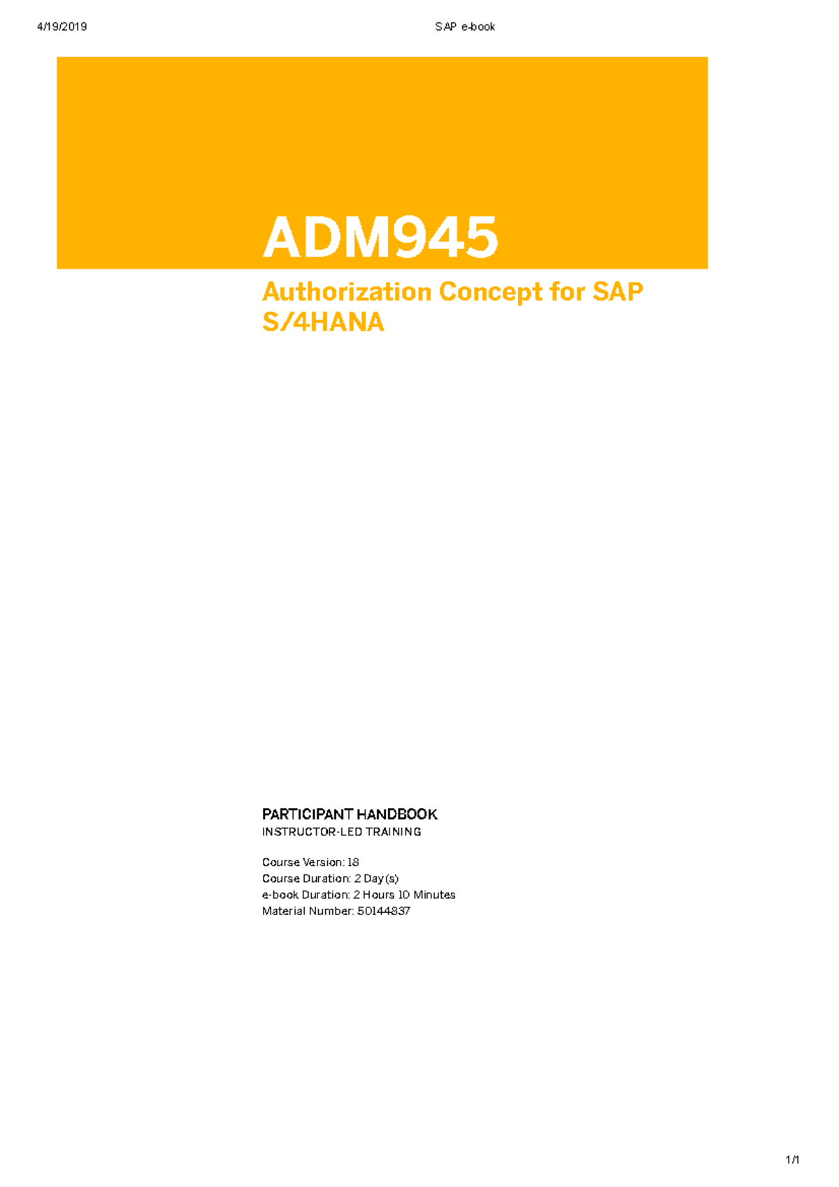 ADM945 - Authorization Concept for SAP - ADM Authorization Concept for ...
