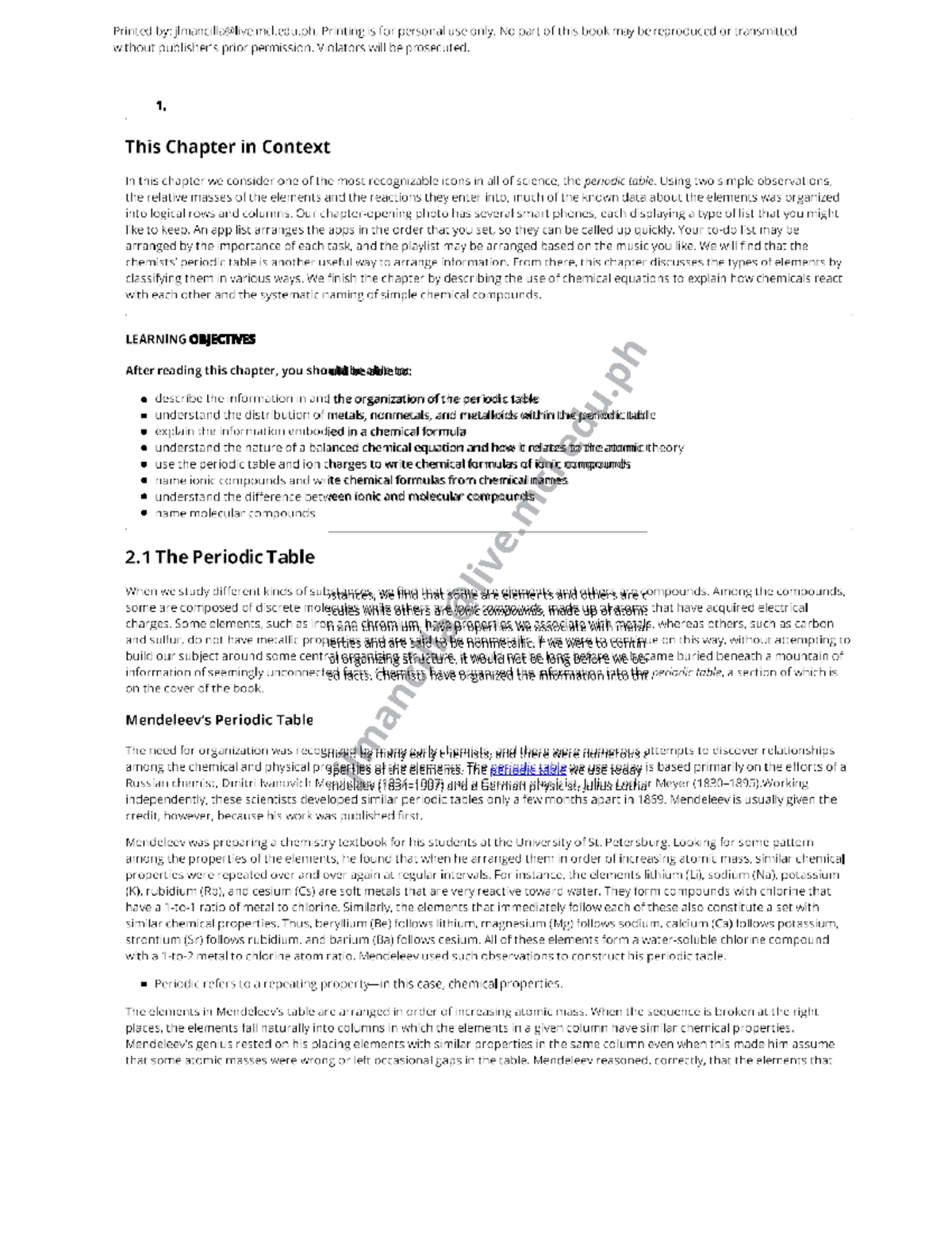 2 1 The Periodic Table Chemistry For Engineers Studocu