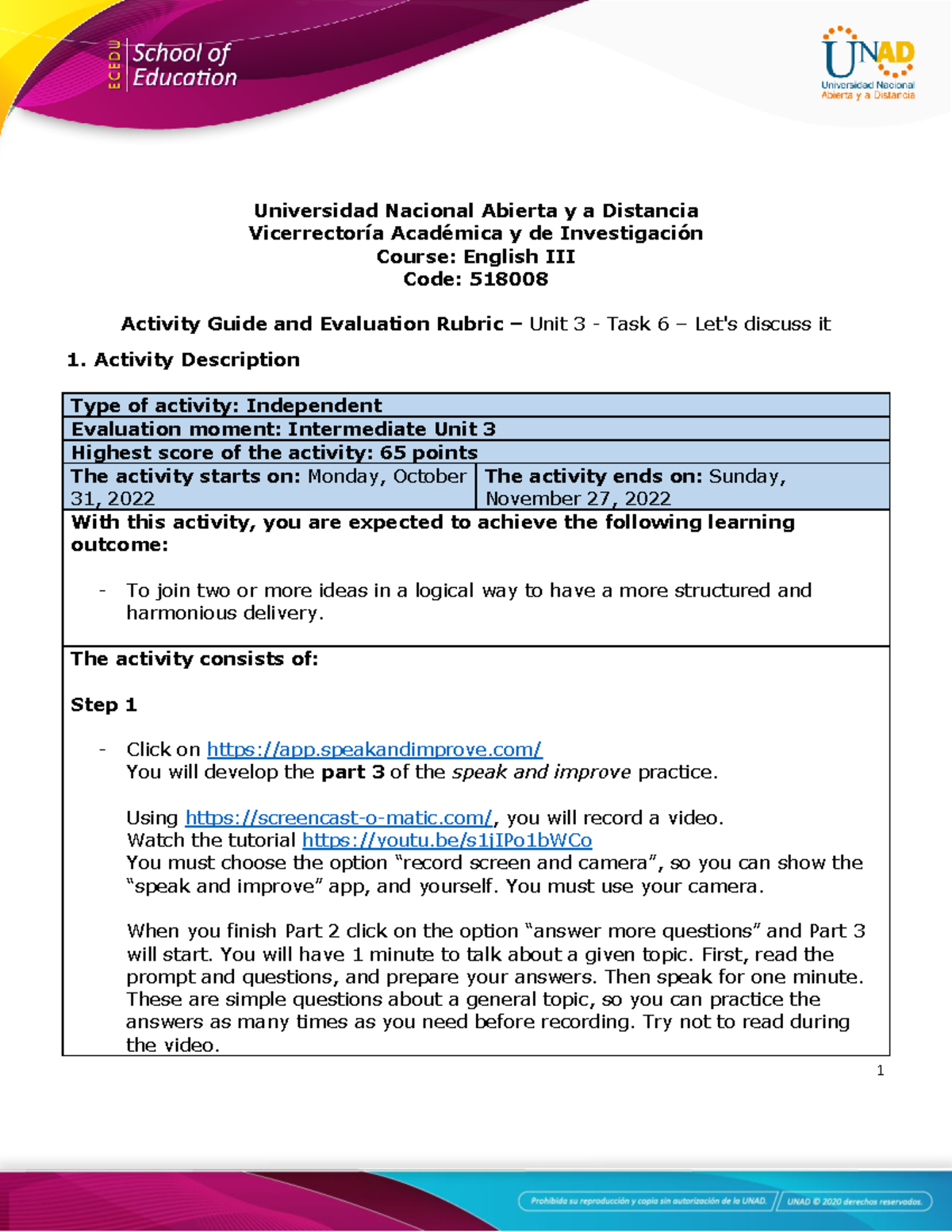 Activity Guide and Evaluation Rubric - Unit 3 - Task 6 - Lets discuss ...