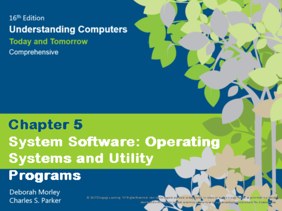 CS 115 Ch 5 - Dr. Bracken - Chapter 5Chapter 5 System Software: OperatingSystem Software ...