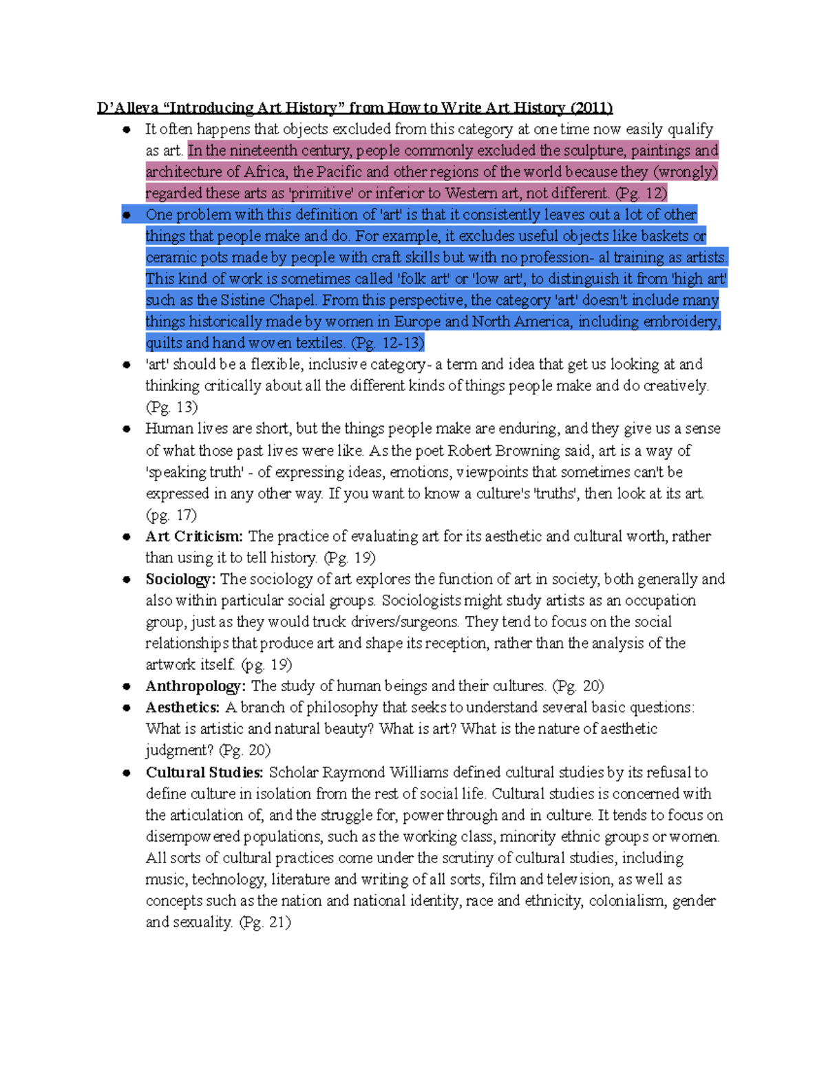 Week 1 Annotations Art - Power and Society - D’Alleva “Introducing Art ...