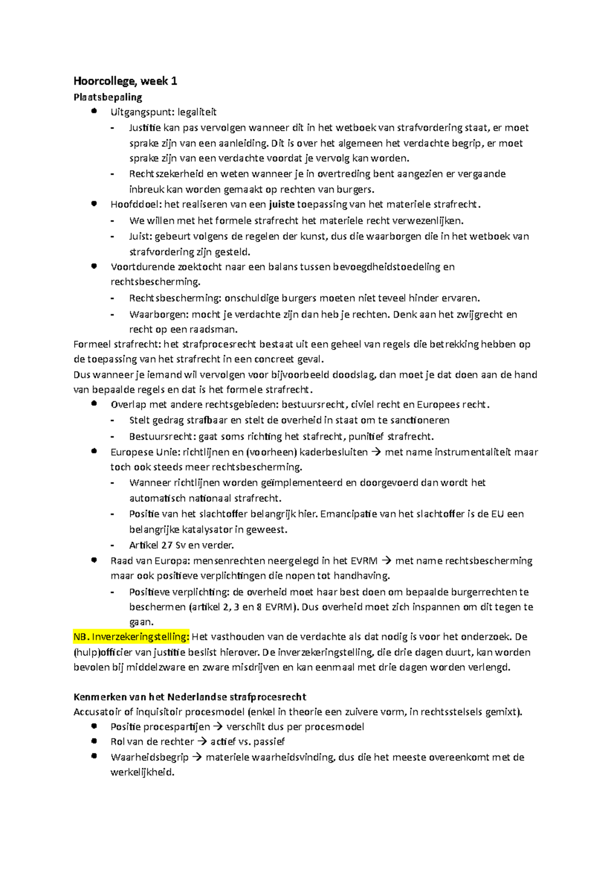 Formeel strafrecht civiel effect, jaar 3 - Hoorcollege, week 1 ...