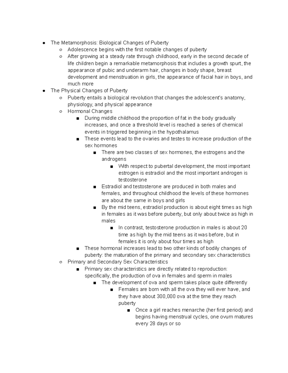 Chapter Eight: Adolescence - The Metamorphosis: Biological Changes of ...