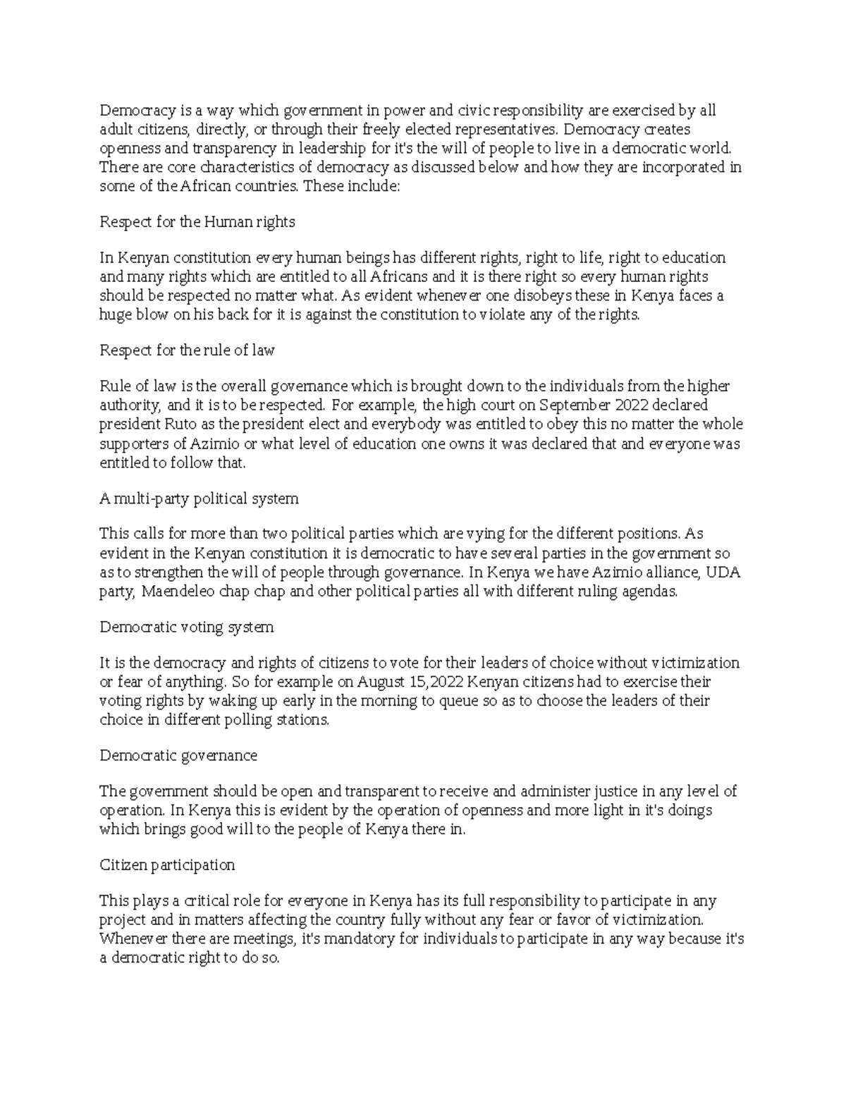 revision material - Democracy is a way which government in power and ...